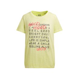 SOCCX T-Shirt mit Wording Print und Elastiksaum Damen Gr&ouml;&szlig;e L gelb