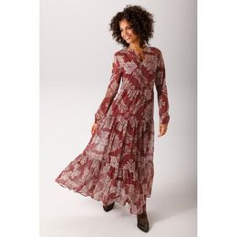 Aniston Casual Damen Aniston CASUAL Maxikleid mit Jersey-Unterkleid, mit extravagantem Paisley-Muster - NEUE KOLLEKTION rot 36, N-Gr