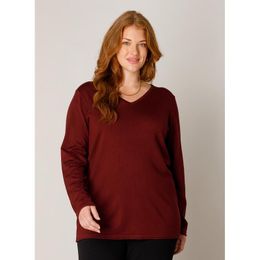 Base Level Curvy Damen Strickpullover &raquo;Anine&laquo; mit V-Ausschnitt braun 46