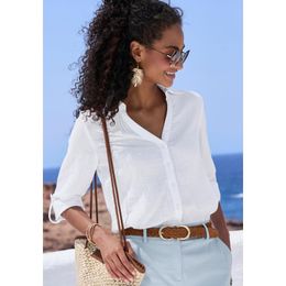 Beachtime By Lascana Damen Beachtime by Lascana Hemdbluse &raquo;mit 3/4-&Auml;rmeln aus weicher Musselinware&laquo; Sommerliche Musselinbluse, Hemdbluse, leichte 
