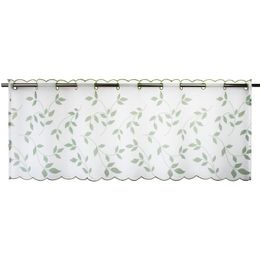 Delindo Lifestyle Scheibengardine &raquo;Bl&auml;tter&laquo; Stangendurchzug 1 Stk. tlg. mit Stangendurchzug f&uuml;r die K&uuml;che wei&szlig; Voile, Polyester 45cm, Stangendurchzug, 115cm