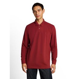 Tom Tailor Herren Tom Tailor Langarm-Poloshirt mit Logo-Stickerei rot L