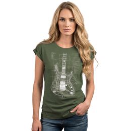 Makaya Shirt 'Guitar BluePrint' Damen Gr&ouml;&szlig;e L gr&uuml;n
