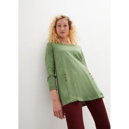 bonprix Damen bonprix Longshirt A-Linie, mit dekorativen Kn&ouml;pfen, aus Baumwolle, Casual Stil gr&uuml;n 44/46 (L)
