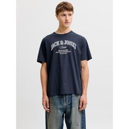 Jack & Jones Jack & Jones Herren T-Shirt &raquo;JJEDENVER LOGO TEE SS O-NECK SN&laquo; Baumwolle, relaxed fit blau L