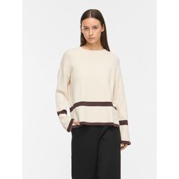 Vila Damen Rundhalspullover &raquo;VIRIL O-NECK OVERSIZE L/S KNIT TOP- NOOS&laquo; Materialmix, oversize beige L