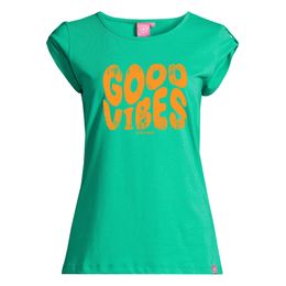 Salzhaut T-Shirt 'BIIKE - GOOD VIBES' Damen Gr&ouml;&szlig;e M mint / orange