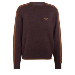adidas originals Sweater '3 STRIPES FLUFFY KNIT CREW' male size XL Brown / Dark brown