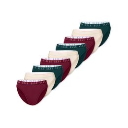 ELLE Slip ' High Leg Logo ' Damen Gr&ouml;&szlig;e M creme / dunkelgr&uuml;n / bordeaux