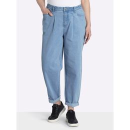 sheego Gro&szlig;e Gr&ouml;&szlig;en Jeans mit Barrel-Leg und Turn-ups, blue-bleached, Gr&ouml;&szlig;e 52 - Damen