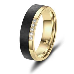 MARRYA Ring 'MARRYA ES-24 Ehering aus Edelstahl - Gold plattiert mit Carbon' female size 50 Black