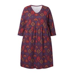 Ulla Popken Dress female size 66/68 Blue / Orange / Wine red / Dark red
