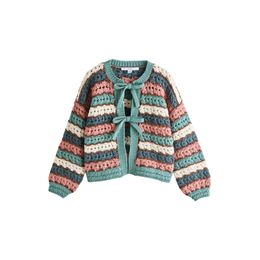next Strickjacke Damen Gr&ouml;&szlig;e 6XL/7XL sand / cyanblau / petrol / pitaya