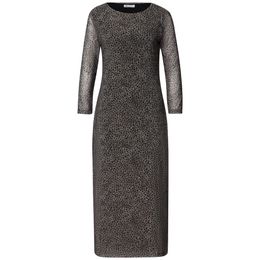 Street One Midikleid aus Mesh mit Leo-Muster Damen Gr&ouml;&szlig;e 34 schwarz Sommerkleid