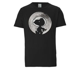 logoshirt T-Shirt 'Snoopy - Mond' Damen Gr&ouml;&szlig;e S schwarz