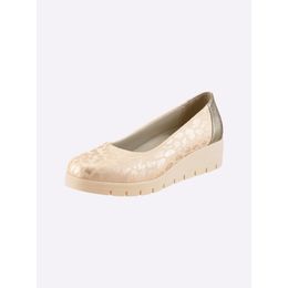 Heine Ballerina, Goldfarben, Gr. 36, Damen, Ballerinas, Material: Textil, Lackleder