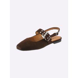 Heine Slingballerina, Braun, Gr. 41, Damen, Ballerinas, Material: Rindsleder
