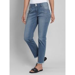 Heine Damen 5-Pocket-Jeans, Blau, Gr. 50, Straight, Material: Baumwolle