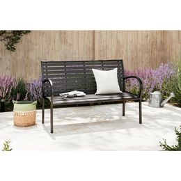 Ambia Garden Gartenbank, Schwarz, Metall, Kunststoff, 2-Sitzer, 125x81x60 cm, Gartenm&ouml;bel, Gartenb&auml;nke