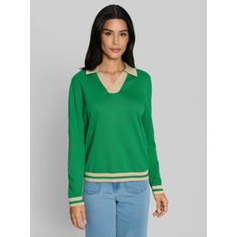Heine Damen Polopullover, Gr&uuml;n, Gr. 46, V-Ausschnitt Pullover, Material: Baumwolle