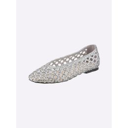 Heine Ballerina, Silberfarben, Gr. 42, Damen, Ballerinas, Material: Synthetik