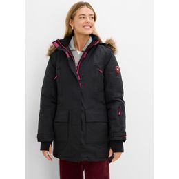 bonprix wasserdichter Funktions-Outdoorparka wattiert, schwarz, Gr.38, Sportliche Regenjacke mit Zwei-Wege-Rei&szlig;verschluss
