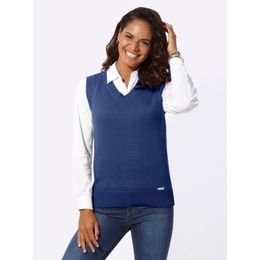 Heine Damen Pullunder, Blau, Gr. 40, V-Ausschnitt Pullover, Material: Baumwolle