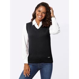 Heine Damen Pullunder, Schwarz, Gr. 40, V-Ausschnitt Pullover, Material: Baumwolle