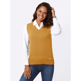 Heine Damen Pullunder, Gelb, Gr. 52, V-Ausschnitt Pullover, Material: Baumwolle