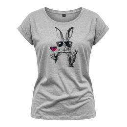 Makaya Shirt 'Wein Hase' Damen Gr&ouml;&szlig;e XXL grau