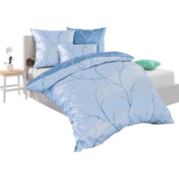 w&auml;schepur unisex Bettw&auml;sche mittelblau-bedruckt Gr&ouml;&szlig;e 40x80/135x200 cm