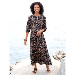 Heine Damen Druckkleid, Schwarz, Gr. 34, Maxikleider, Material: Viskose