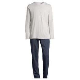 Schiesser Long Pajamas 'Night & Home' male size S Smoke blue