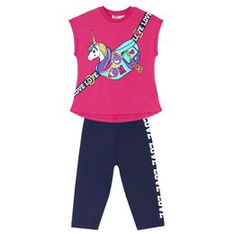Denokids Set 'Unicorn Love' M&auml;dchen Gr&ouml;&szlig;e 110 navy / t&uuml;rkis / pink / wei&szlig;