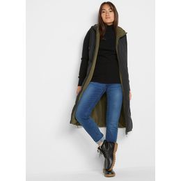 bonprix Wende-Steppweste aus recyceltem Polyester mit Kapuze, schwarz, Gr.36, Oversize Steppweste zum Wenden mit Kapuze