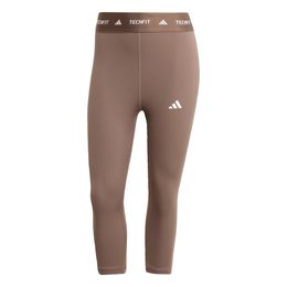adidas Performance Sporthose 'TECHFIT Capri' Damen Gr&ouml;&szlig;e L umbra / wei&szlig;