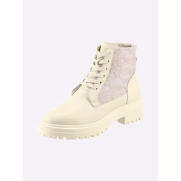 Heine Schn&uuml;rstiefelette, Natur, Gr. 41, Damen, Stiefeletten, Material: Rindsleder, Textil
