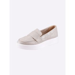 Heine Damen Slipper, Silberfarben, Gr. 37, Mokassins & Slippers, Material: Synthetik