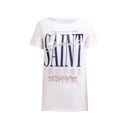 SOCCX T-Shirt mit U-Boot-Ausschnitt und Artwork Damen Gr&ouml;&szlig;e L wollwei&szlig;