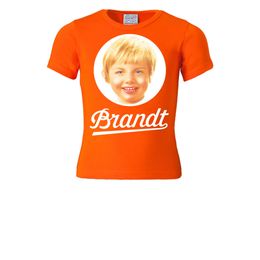 logoshirt T-Shirt 'Brandt Zwieback' Jungen Gr&ouml;&szlig;e 122/134 neonorange / wei&szlig;