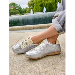 Heine Damen Sneaker, Silberfarben, Gr. 40, Sneakers & Schn&uuml;rer, Material: Synthetik