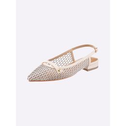 Heine Slingsandale, Natur, Gr. 41, Damen, Ballerinas, Material: Textil, Rindsleder