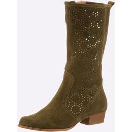 Heine Damen Stiefel, Gr&uuml;n, Gr. 38, Stiefel, Material: Rindsleder