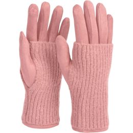 styleBREAKER Fingerhandschuhe '3 in 1 Touchscreen Stoff Handschuhe mit abnehmbarer Strick Manschette' Damen Gr&ouml;&szlig;e XS/XL ros&eacute;