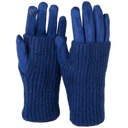 styleBREAKER Full Finger Gloves '3 in 1 Touchscreen Stoff Handschuhe mit abnehmbarer Strick Manschette' female size XS/XL Navy