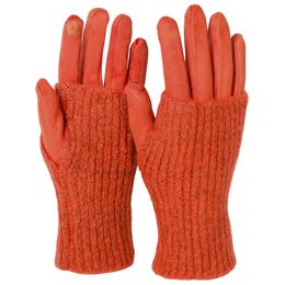 styleBREAKER Full Finger Gloves '3 in 1 Touchscreen Stoff Handschuhe mit abnehmbarer Strick Manschette' female size XS/XL Orange
