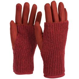 styleBREAKER Fingerhandschuhe '3 in 1 Touchscreen Stoff Handschuhe mit abnehmbarer Strick Manschette' Damen Gr&ouml;&szlig;e XS/XL rostbraun