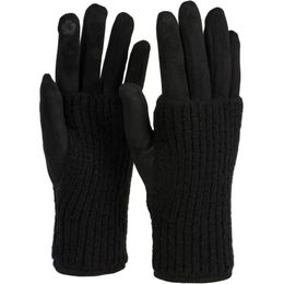 styleBREAKER Fingerhandschuhe '3 in 1 Touchscreen Stoff Handschuhe mit abnehmbarer Strick Manschette' Damen Gr&ouml;&szlig;e XS/XL schwarz