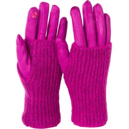 styleBREAKER Full Finger Gloves '3 in 1 Touchscreen Stoff Handschuhe mit abnehmbarer Strick Manschette' female size XS/XL Magenta
