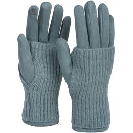 styleBREAKER Full Finger Gloves '3 in 1 Touchscreen Stoff Handschuhe mit abnehmbarer Strick Manschette' female size XS/XL Light blue